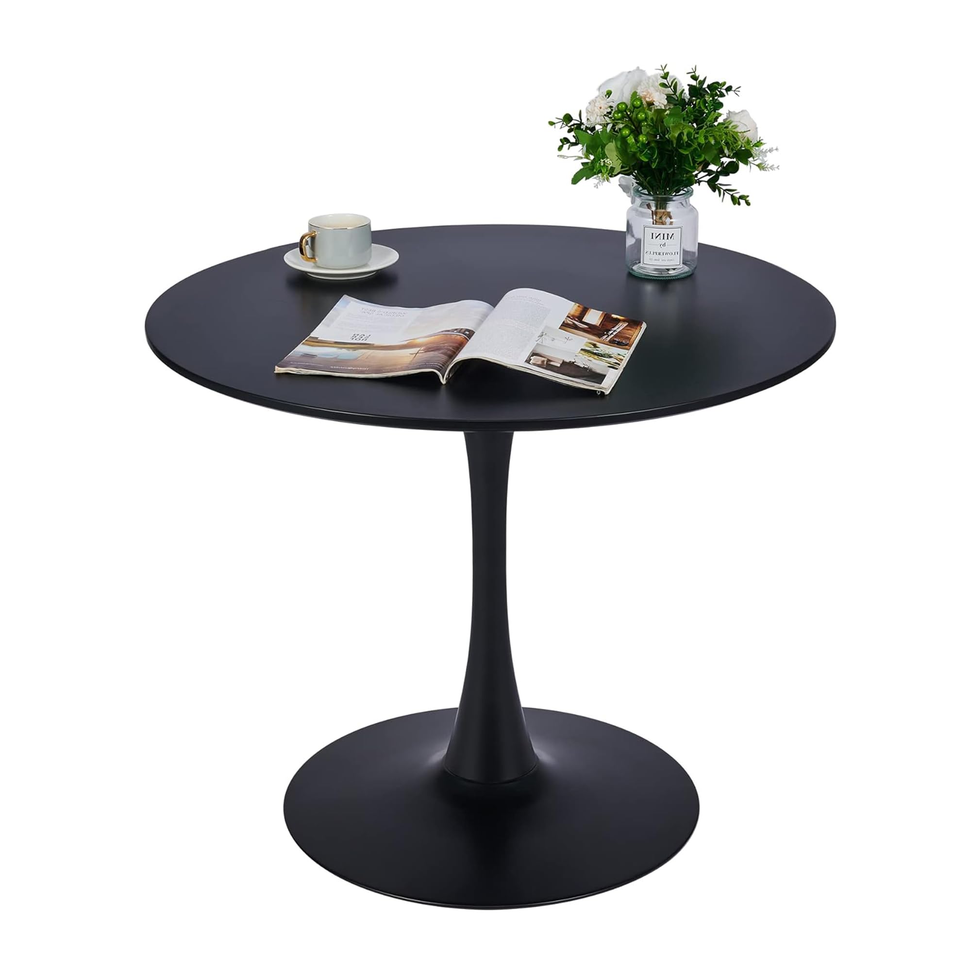 Amazon.com - KELERDUN Black Small Round Dining Table, 24" Tulip Kitchen ...