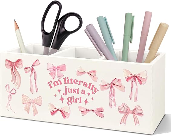 Amazon.com: SNNDER Pink Coquette Bow Preppy Pen Holder, Preppy Desk ...