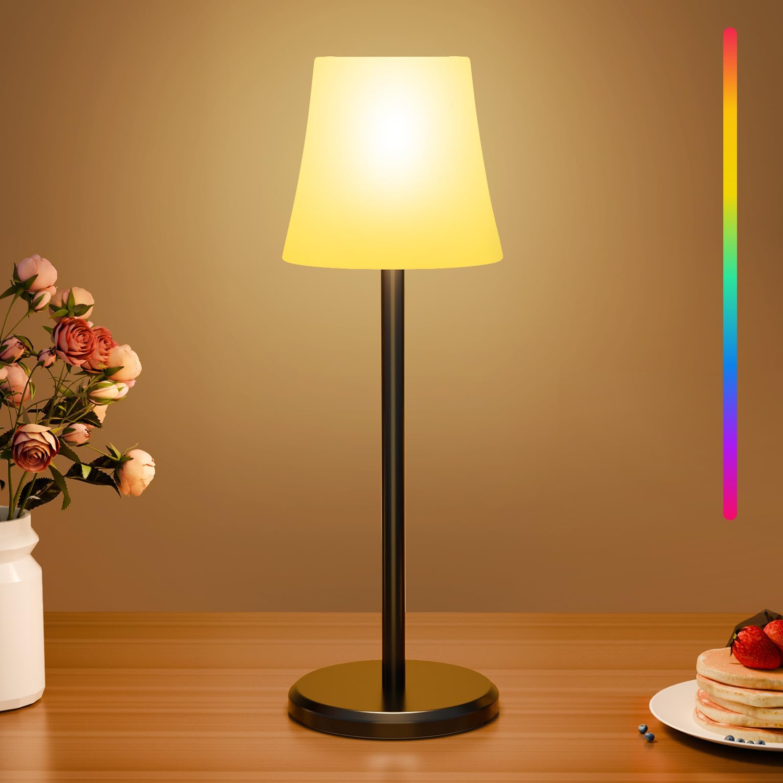 TiooDre Rechargeable Table Lamp, Wireless Touch Lamps 3 Colours ...