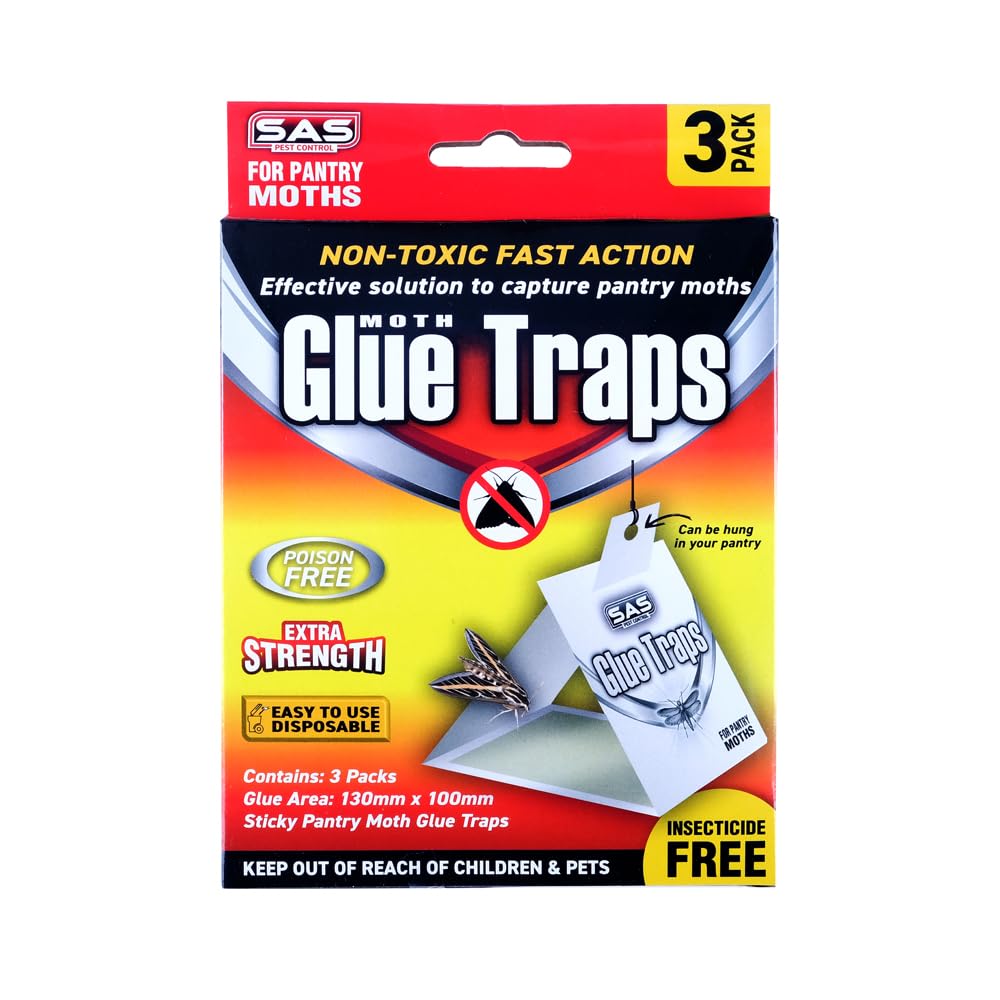 SAS Pest Control Moth Glue Trap, White/Clear, 13 x 10 cm (Pack of 3 ...