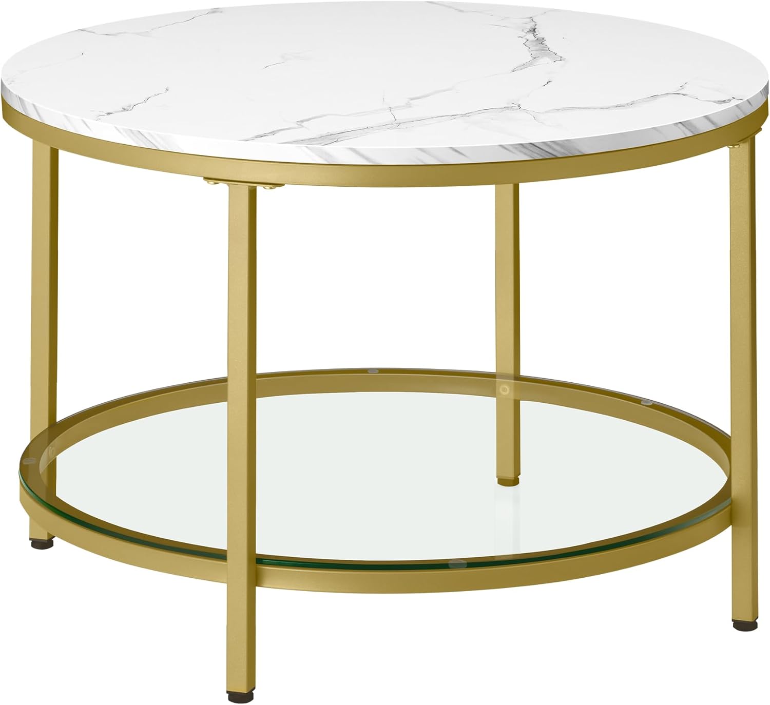 VASAGLE Coffee Table, Living Room Table, Round Imitation Marble ...