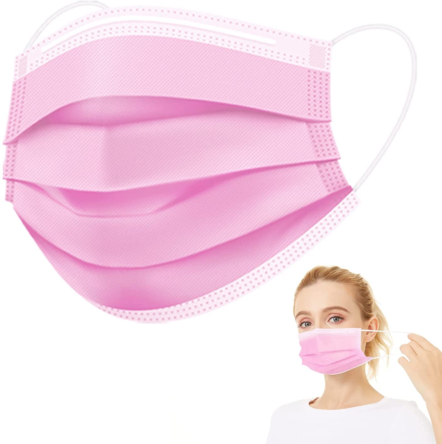 Risezag Pink Surgical Masks For Women Pack of 50 Pieces GSM 100 Melt ...