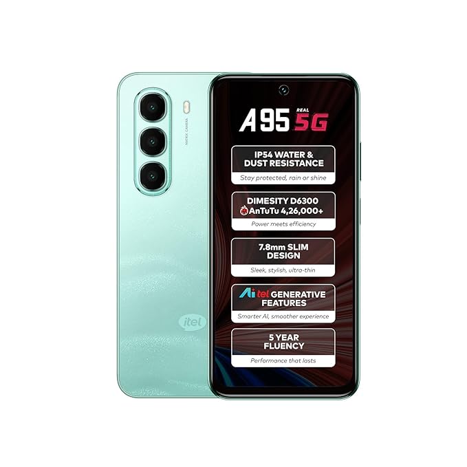 itel A95 5G+ AI Smartphone | 6GB RAM + 128GB ROM | D6300 5G Processor | 6.7" HD+ Punch-Hole ...