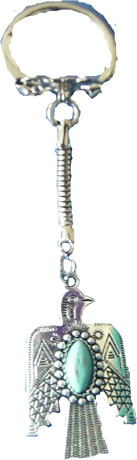 Key Chain, Southwestern Thunderbird Faux Turquoise Charm with Secure ...