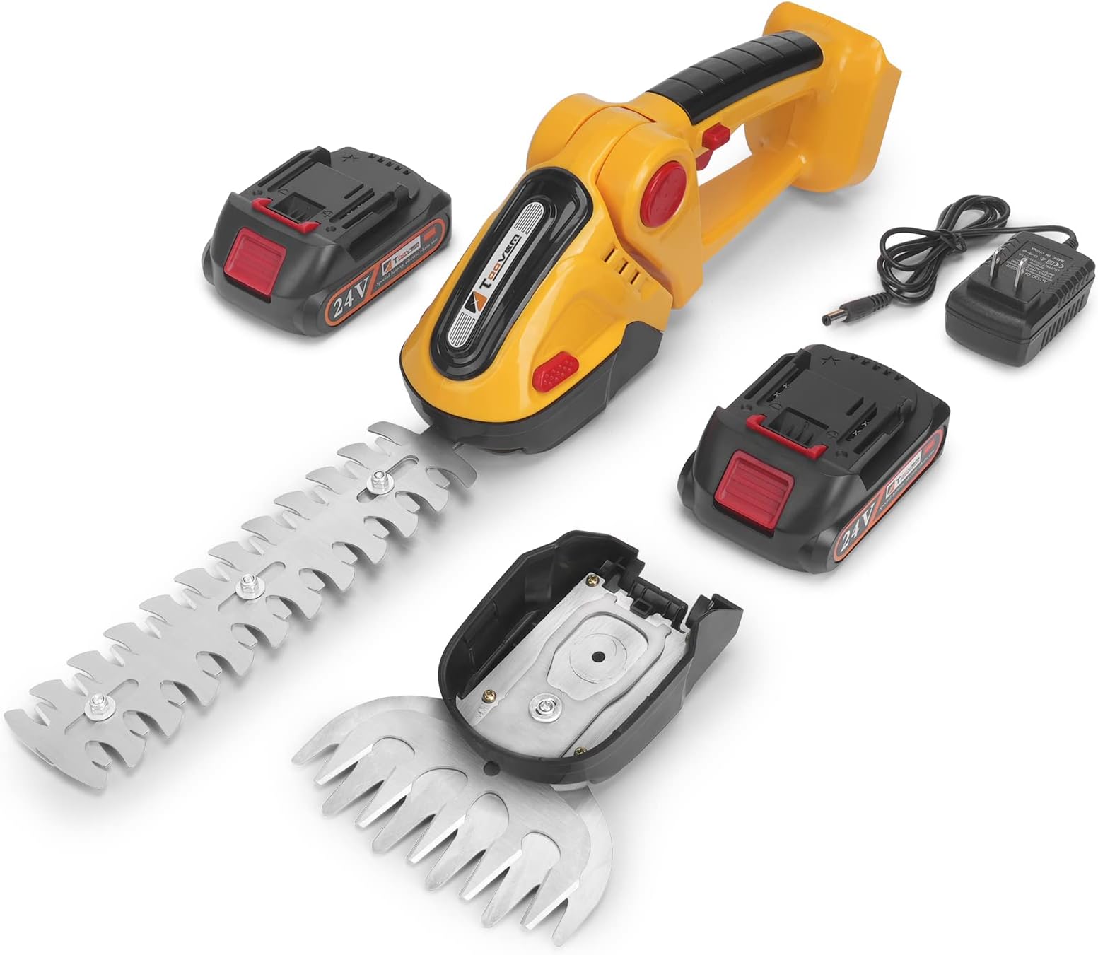 Amazon.com : Hedge Trimmer Cordless, TOOVEM 2 in 1 Handheld Cordless ...