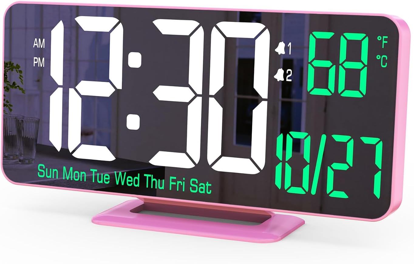 Amazon.com: DOOMAY Digital Alarm Clock: VA LCD and Visual Flower Second ...