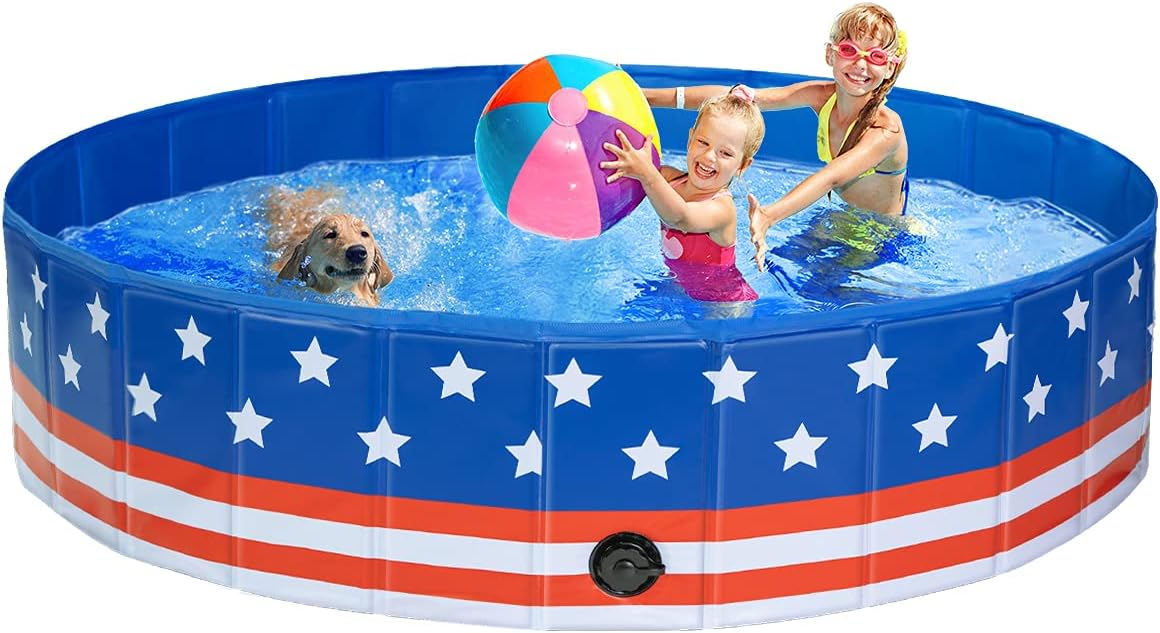 Amazon.com: Leopinky Dog Pool PVC Hard Plastic Pet Swimming Pools ...