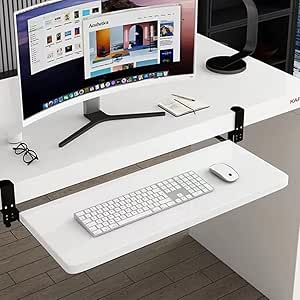 Amazon.com: DIBAKO Wood Keyboard Tray Shelf, Ergonomics Desk Extender ...