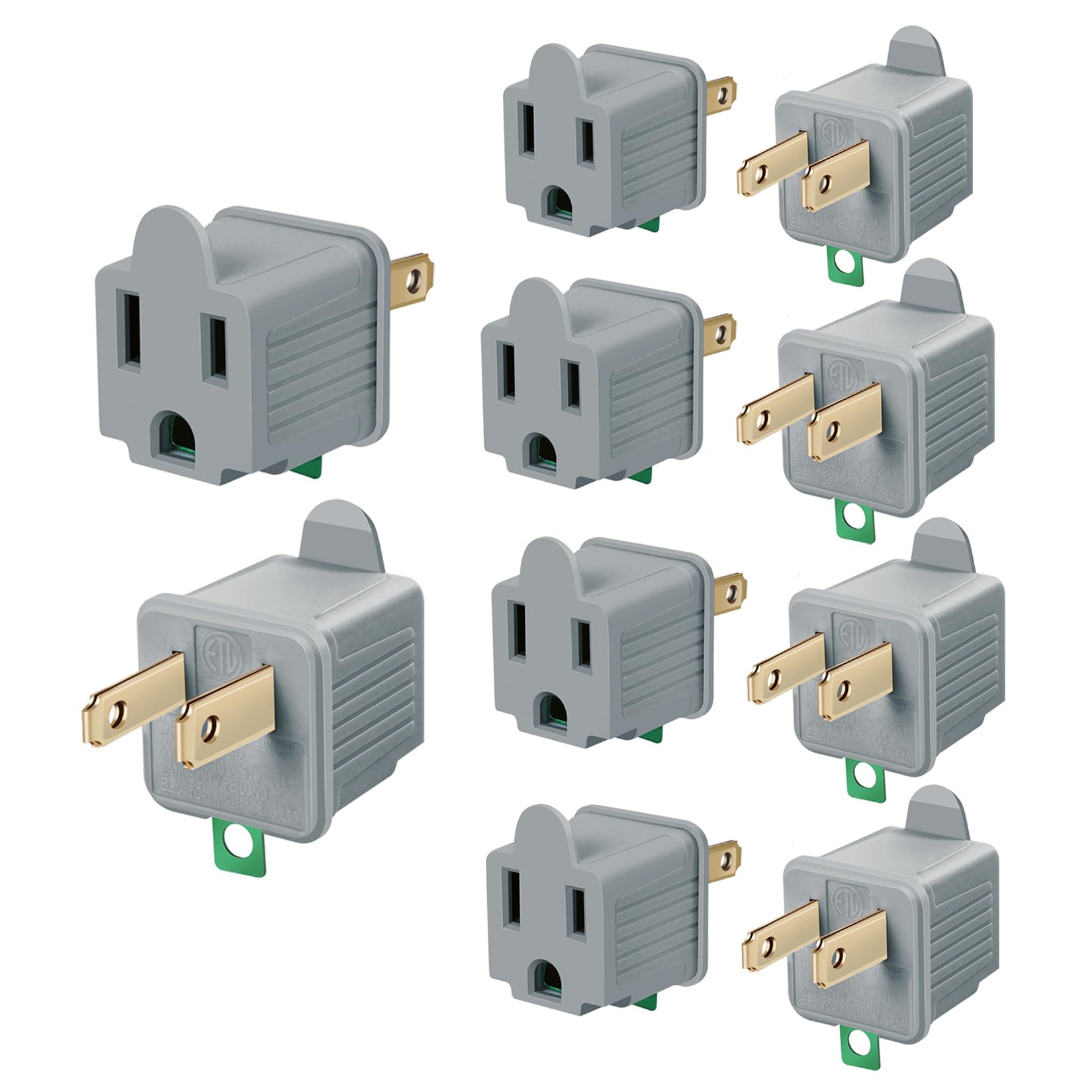 TENINYU Grounded Adapter 3-Prong to 2-Prong Outlet Converter - 3 Pin to ...