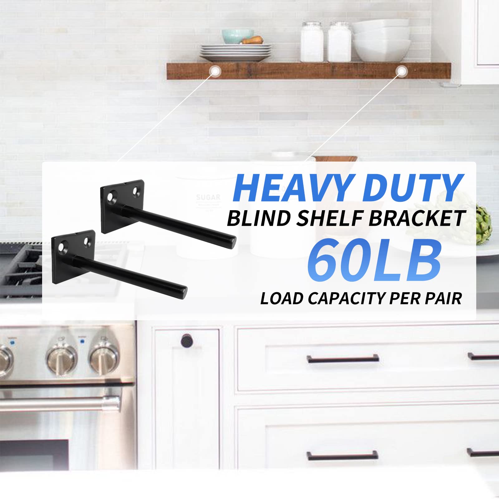 Snapklik.com : Kunzye Floating Shelf Brackets 4 Inch Heavy Duty Hidden ...