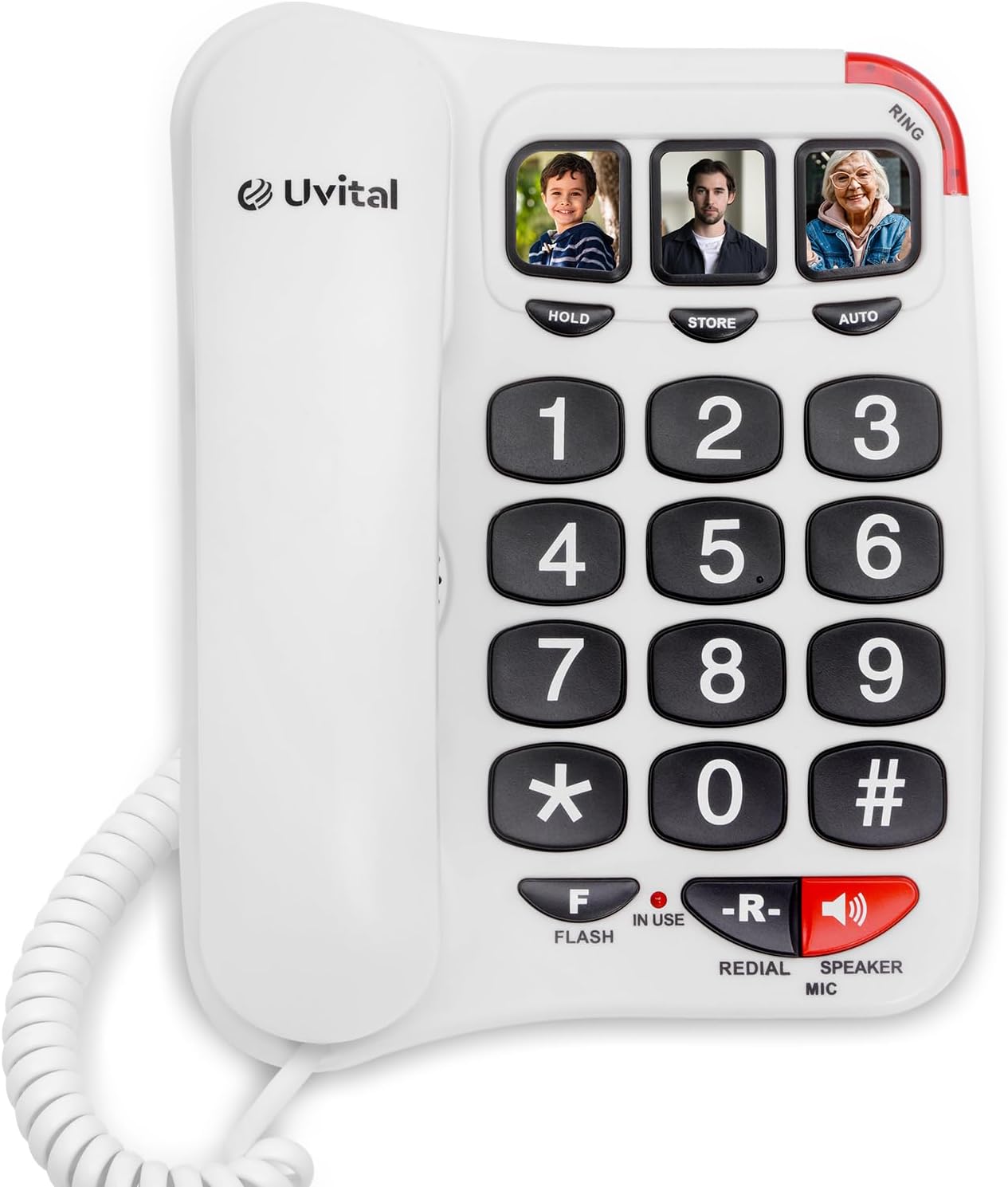 Big Button Telephone with Loud Volume, Uvital Speed Dialing Landline ...