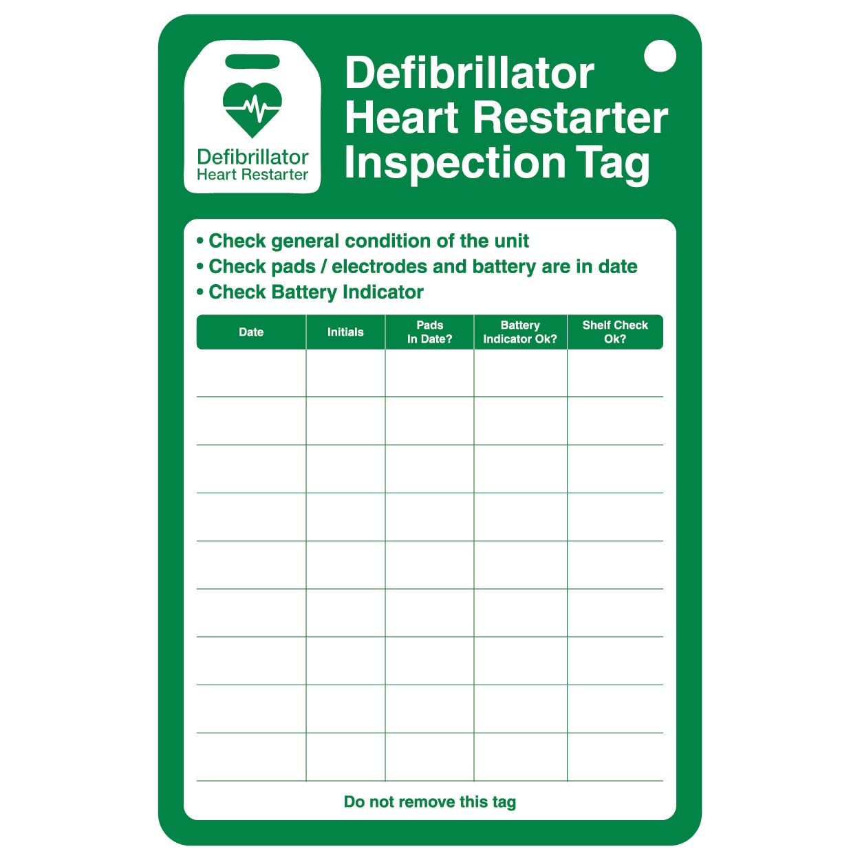 V Safety Defibrillator Inspection Tag Kit Pack of 10 – BigaMart