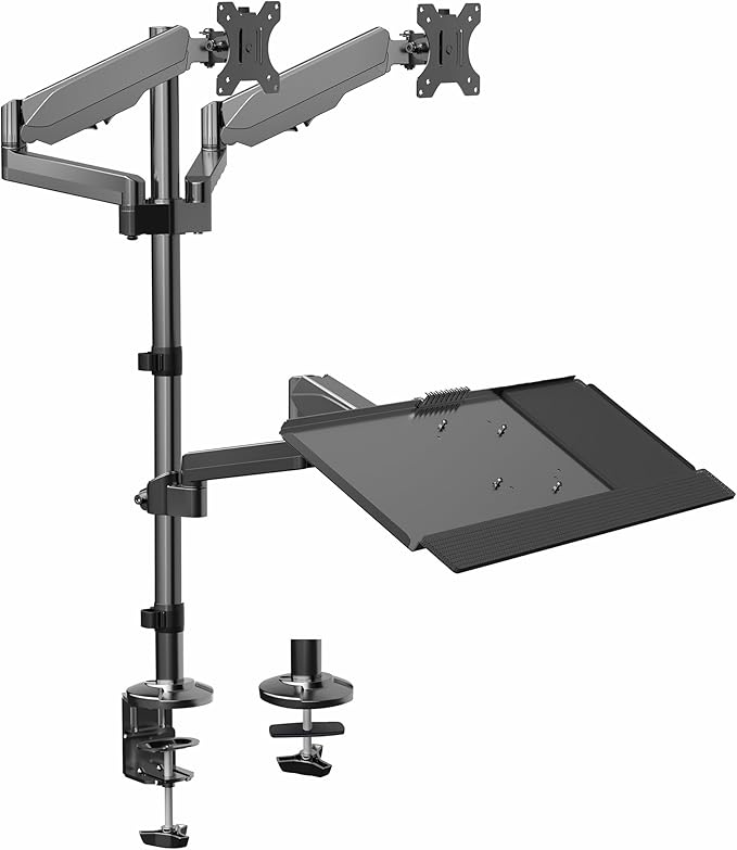 Amazon.com: VIVO Black Dual Monitor Sit-Stand Height Adjustable ...