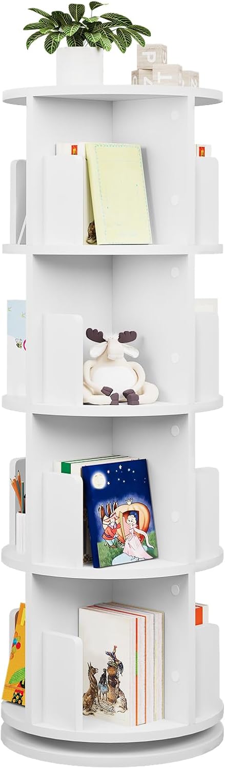 EUGAD Rotating Bookcase 360 Degrees, 4 Levels, 16 Compartments ...