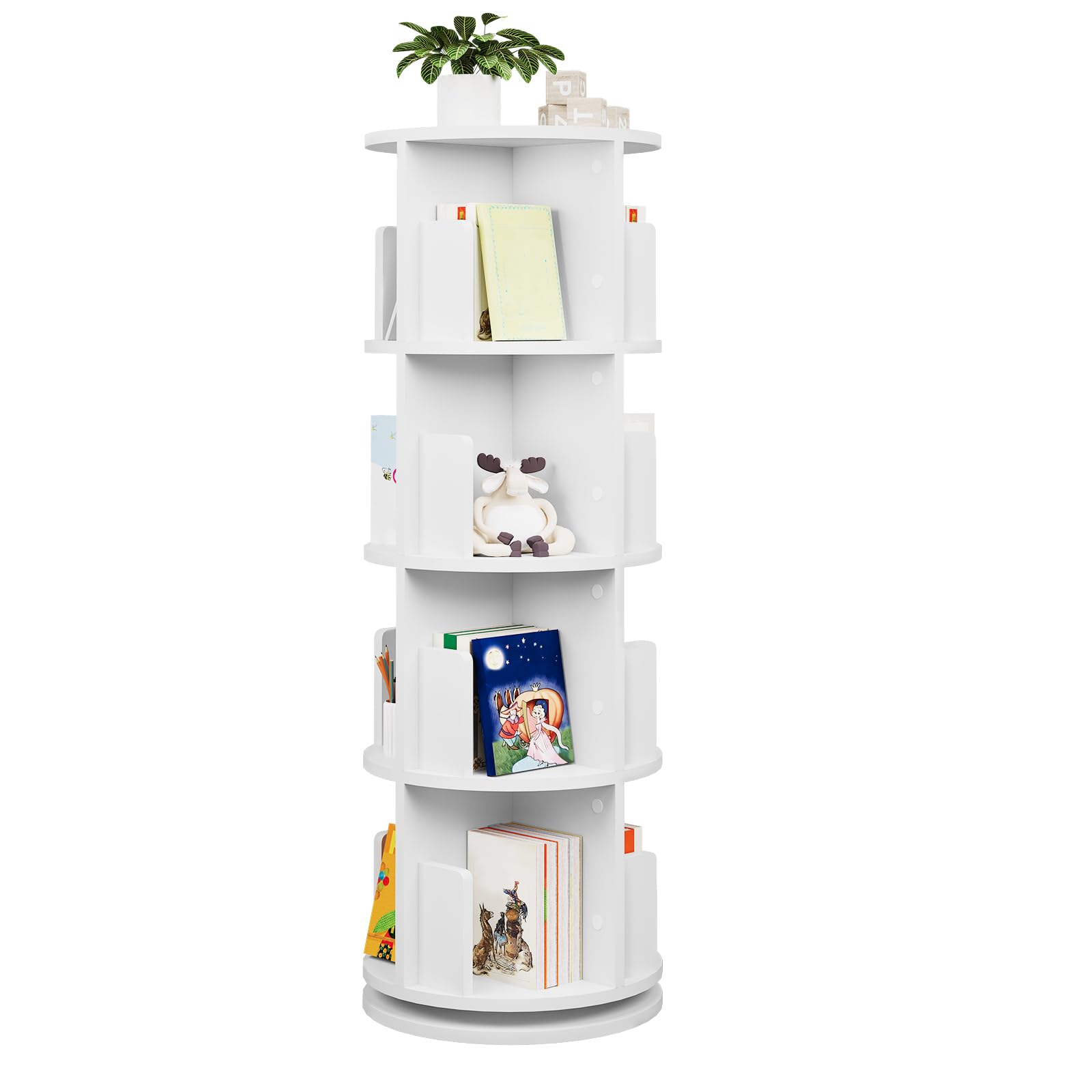 EUGAD Rotating Bookcase 360 Degrees, 4 Levels, 16 Compartments ...