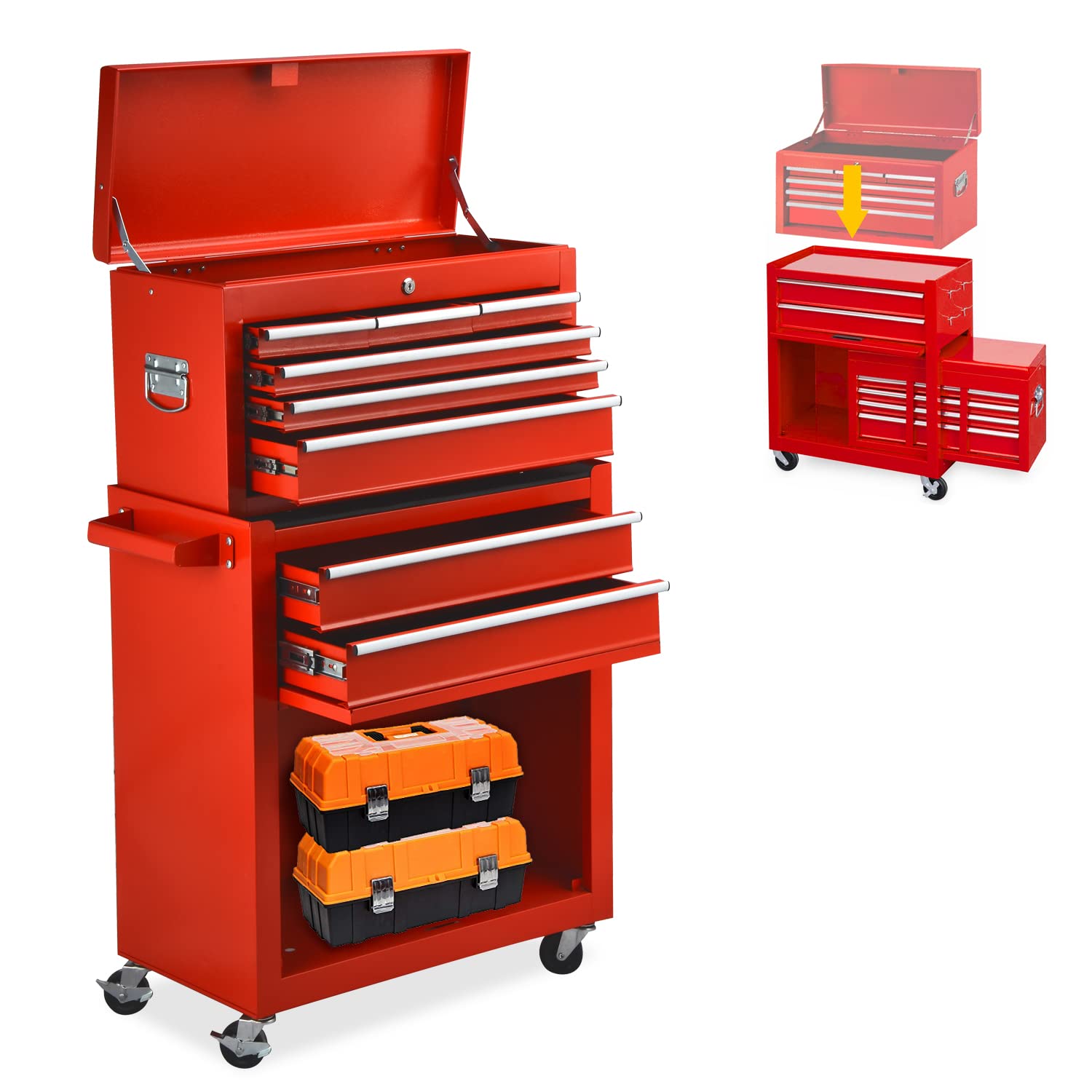 Buy 8-Drawer Tool Chest Tool Box, High Capacity Tool Storage Chest with ...