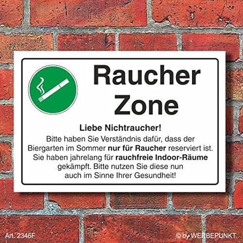Schild Raucherzone, Biergarten, 3 mm Alu-Verbund (600 x 400 mm ...