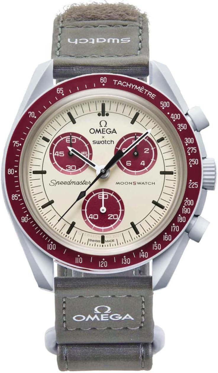 Swatch Omega x Moon Mission to Pluto Speedmaster Burgundy - New, Unisex ...
