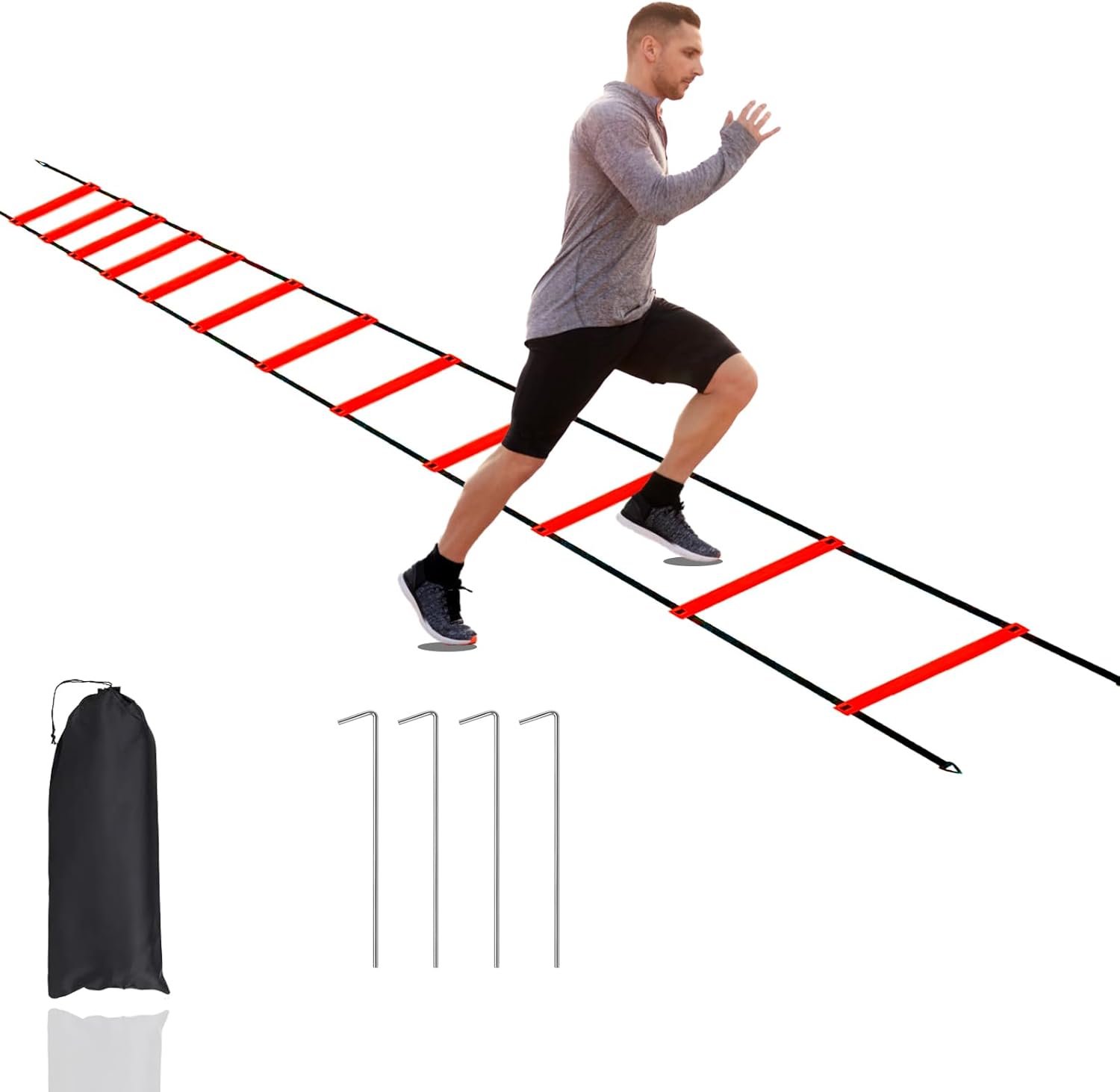 Amazon.com : porffitoy Agility Ladder Speed Ladder, 12 Rung Adjustable ...