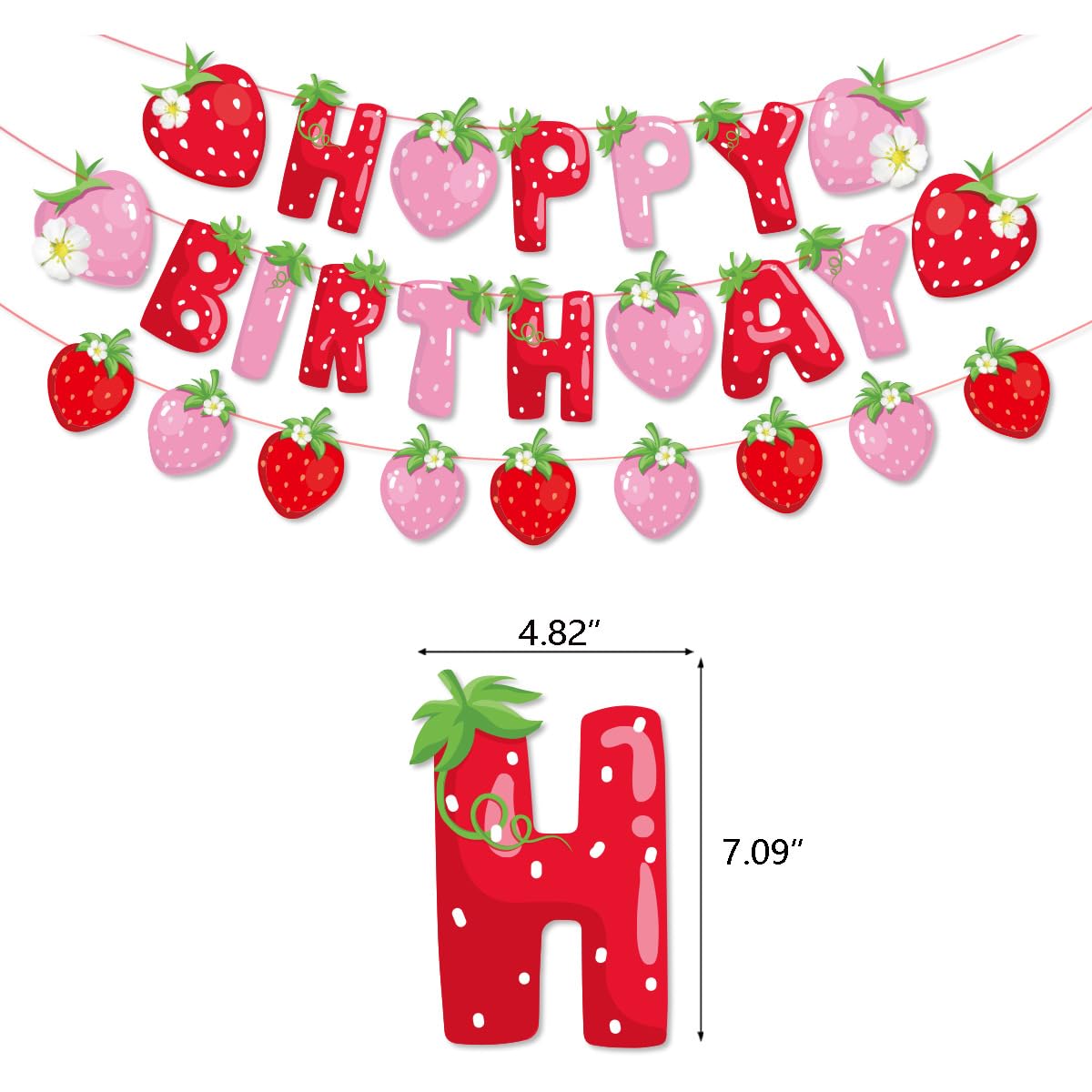 Snapklik.com : Strawberry Happy Birthday Banners,3 Packs Strawberry ...
