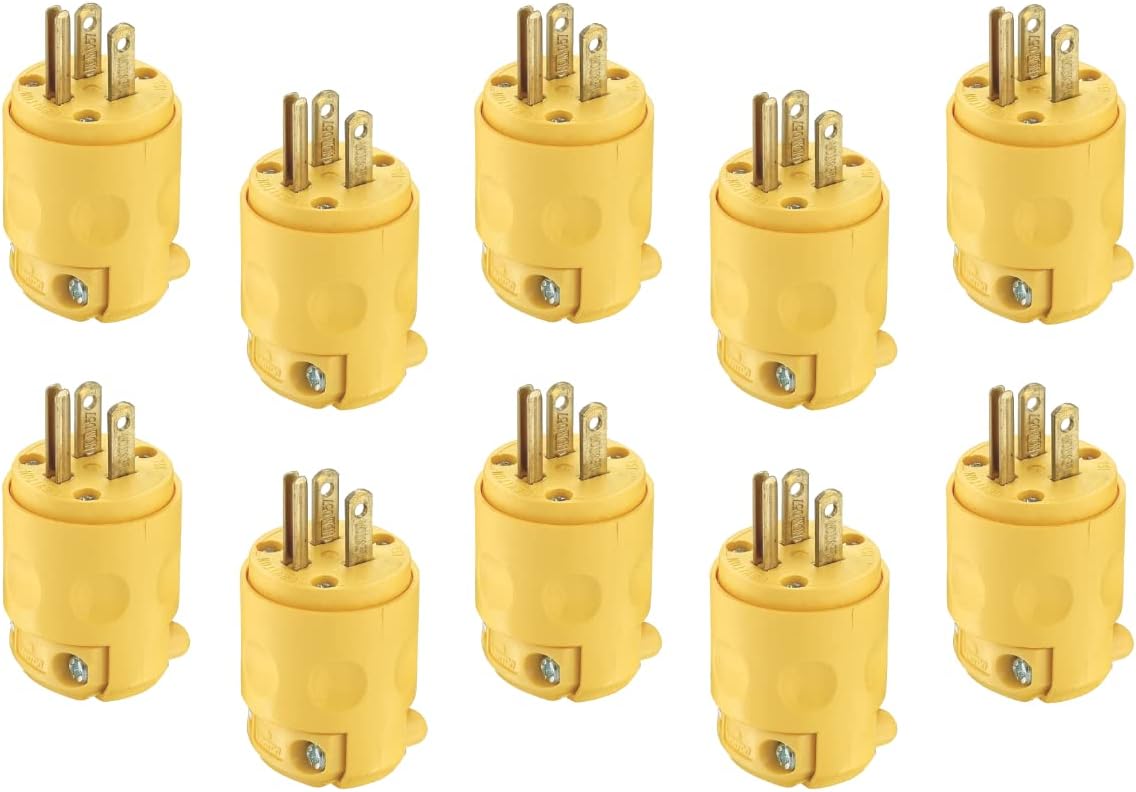 Leviton 515PV 15 Amp, 125V, Grounding Plug, 10 Pack, Yellowyellow ...