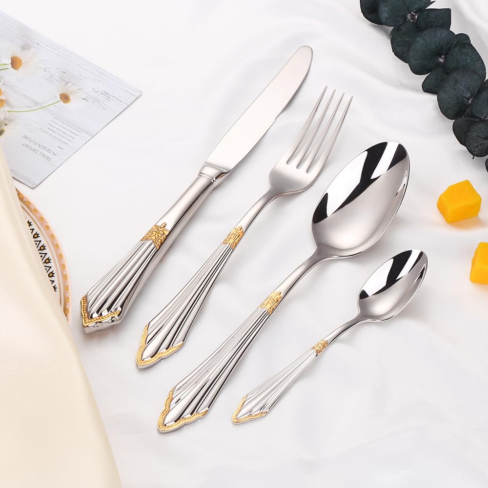 Amazon.com | ELiTA ESSENTIALS 24-Piece Luxury Flatware Set in Silver ...