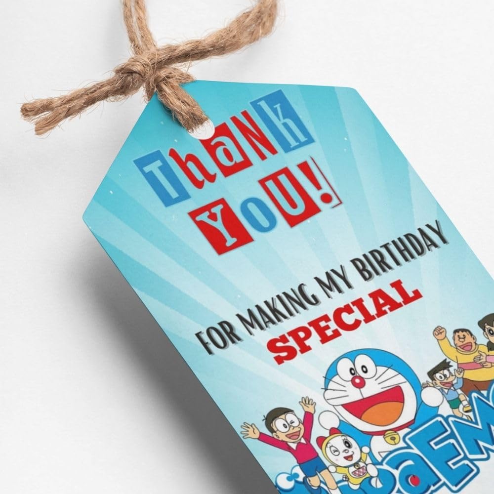 Doraemon Theme Return Gift & Thank You Tags - 30Pcs 250 GSM Cardstock ...
