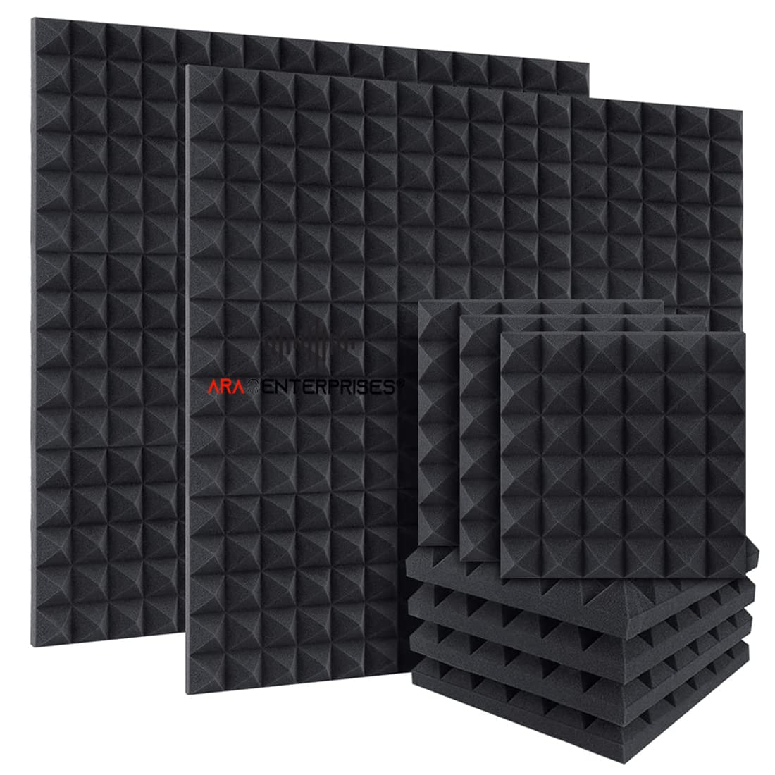 ARA Enterprises® Soundproofing Pyramid Acoustic Foam Panel 1x1 Feet, 2 ...