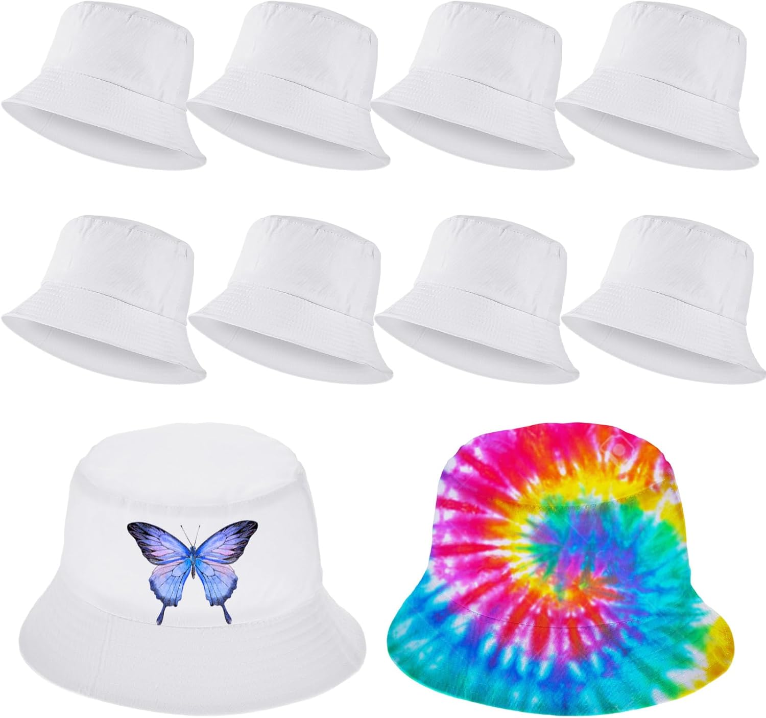 Toulite 10 Pcs Sublimation Blank Bucket Hat for Women Men Cotton Beach ...