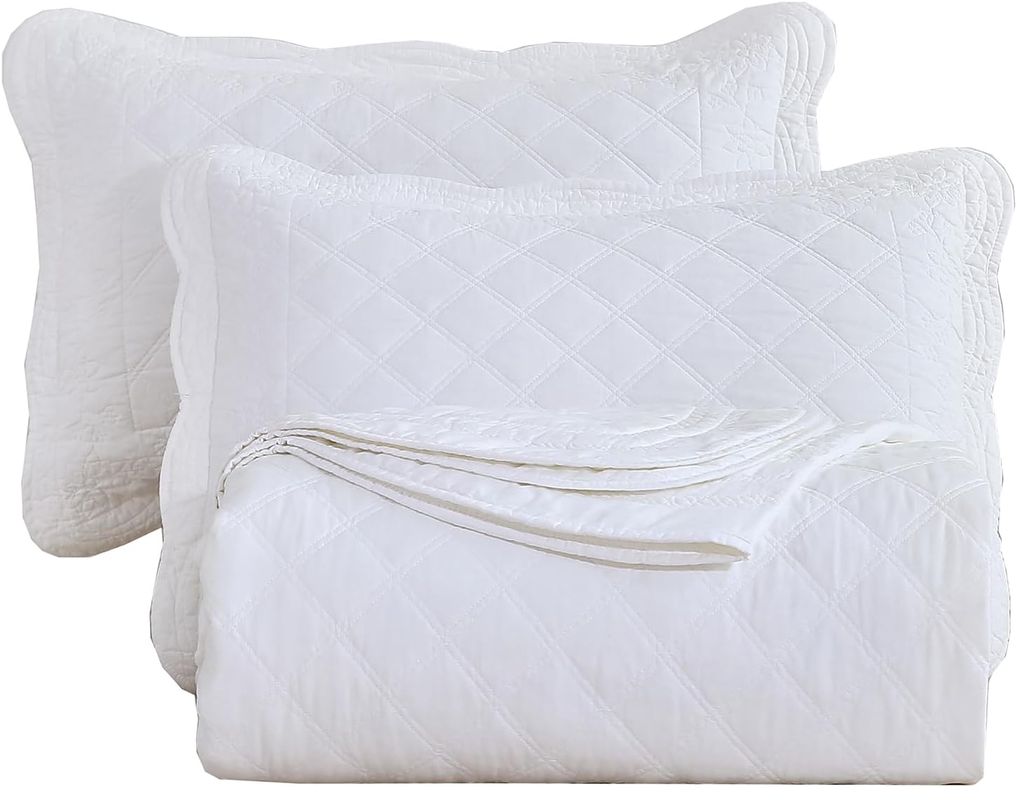 Amazon.com: vctops 100% Cotton Floral Embroidered Quilt Set 3-Piece ...