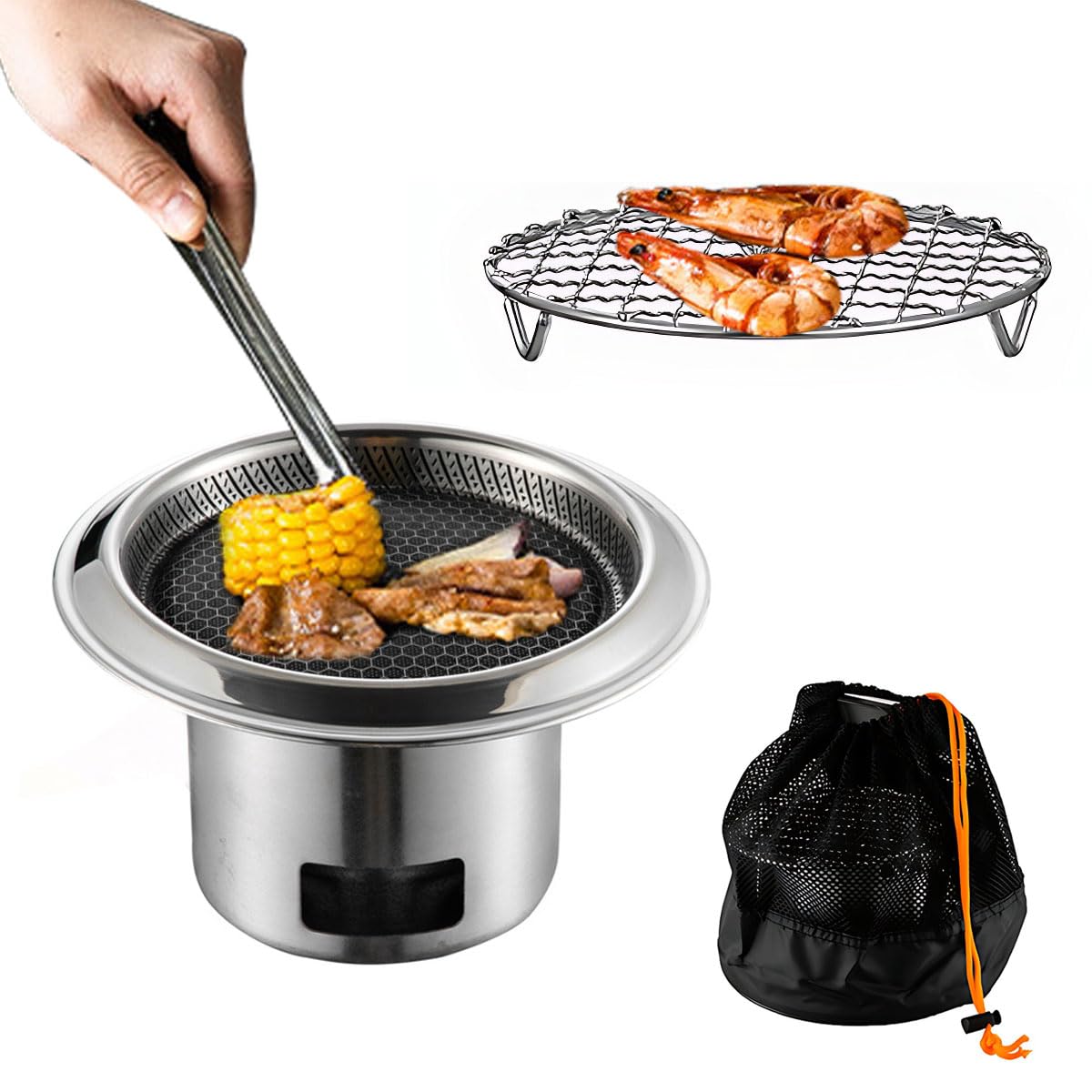 AdooAdii Parrilla de Barbacoa Portátil 5Pzs, Charola de Carbón Mini ...