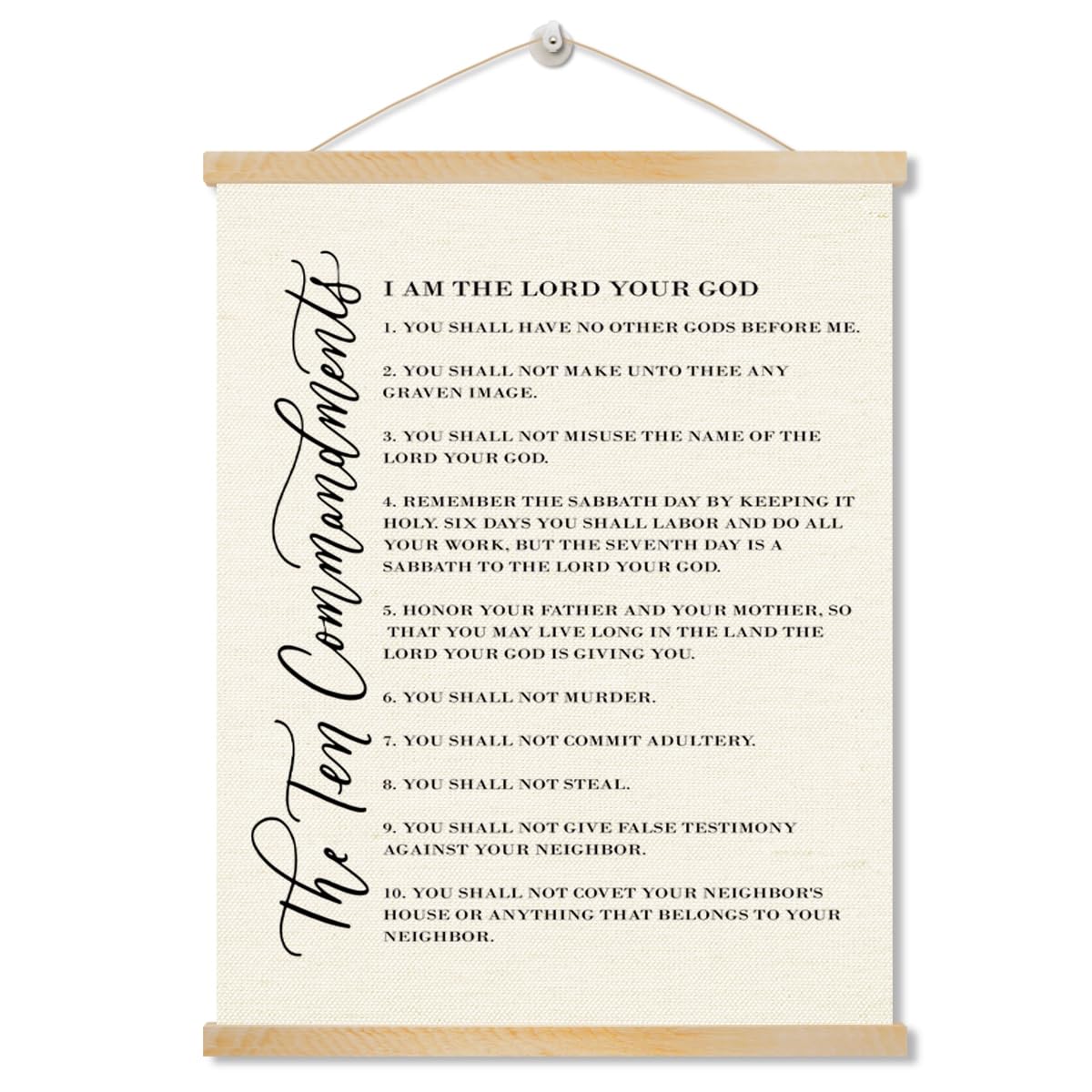 Amazon.com: The Ten Commandments Poster, Christian Wall Art, Wood ...