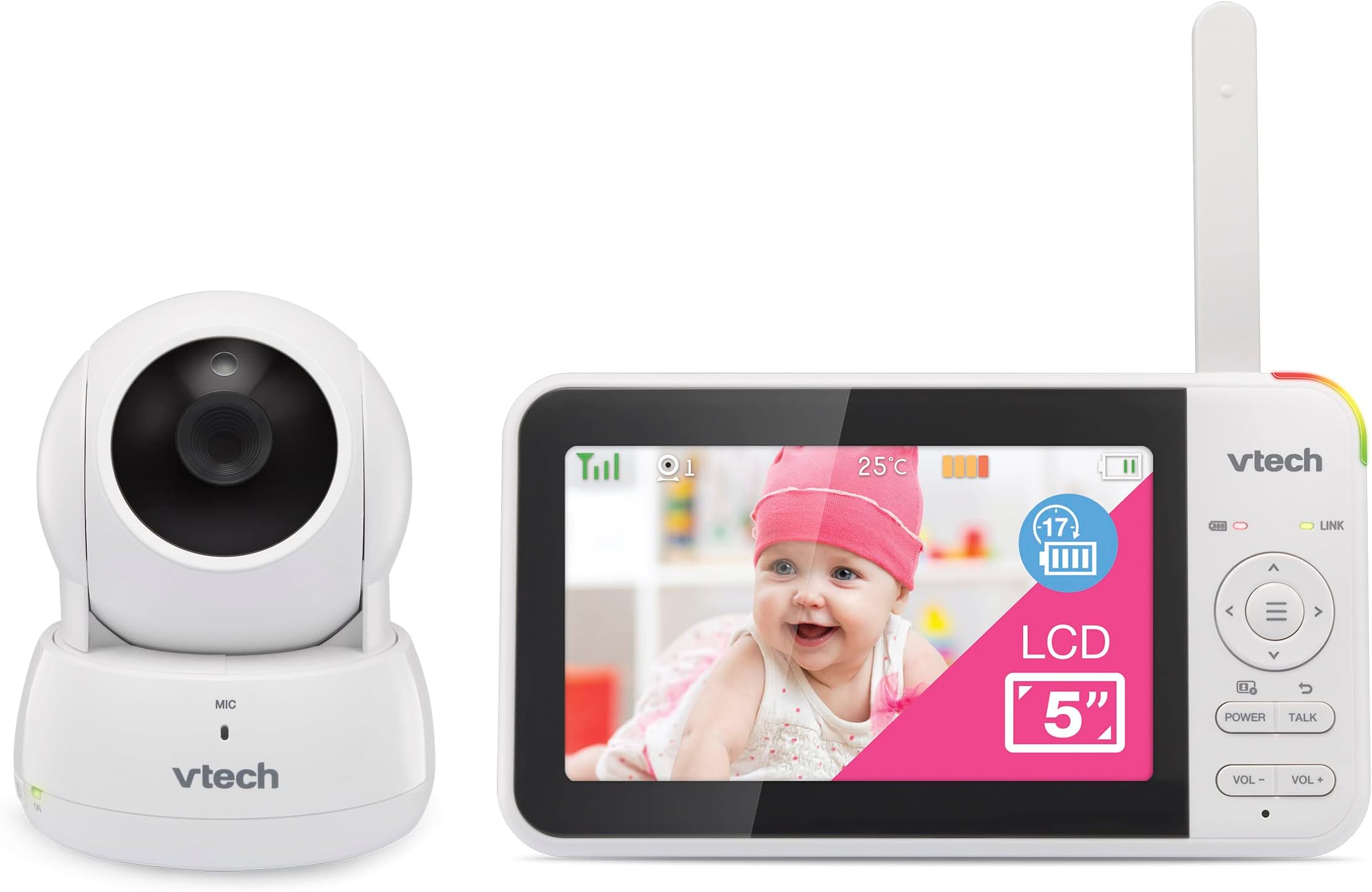 [Upgraded] VTech VM5463-2 Video Baby Monitor 5" LCD with 2 Cameras ...