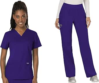 Amazon.com: CHEROKEE WW Rev Women's Scrub Set Bundle - V-Neck Top and ...