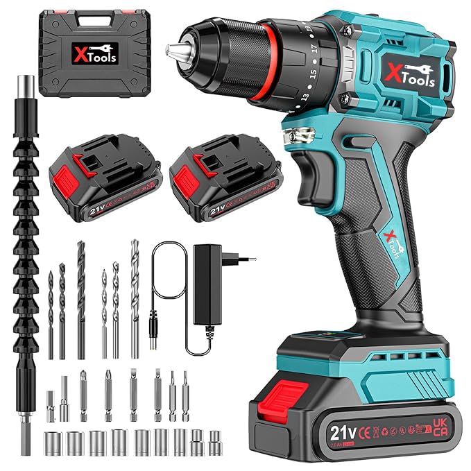 Xtools Cordless Drill x2-21V Battery With 2 Speed and 24 Pc Accessories ...