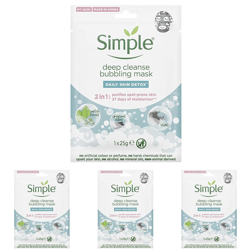 Simple Daily Skin Detox Bubbling Deep Cleanse Sheet Mask cruelty-free ...
