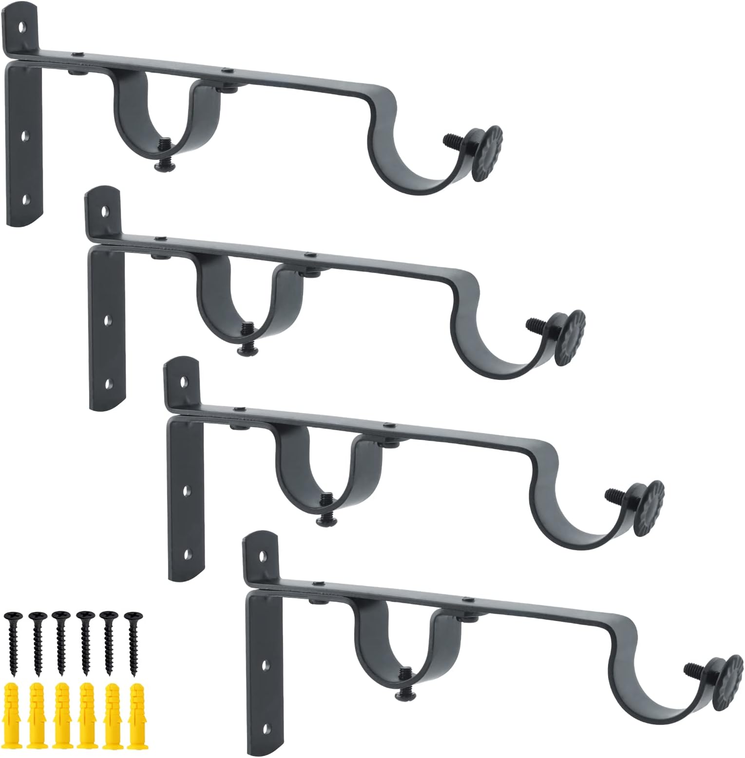 Amazon.com: gb Home Collection Adjustable Curtain Rod Brackets, Black ...