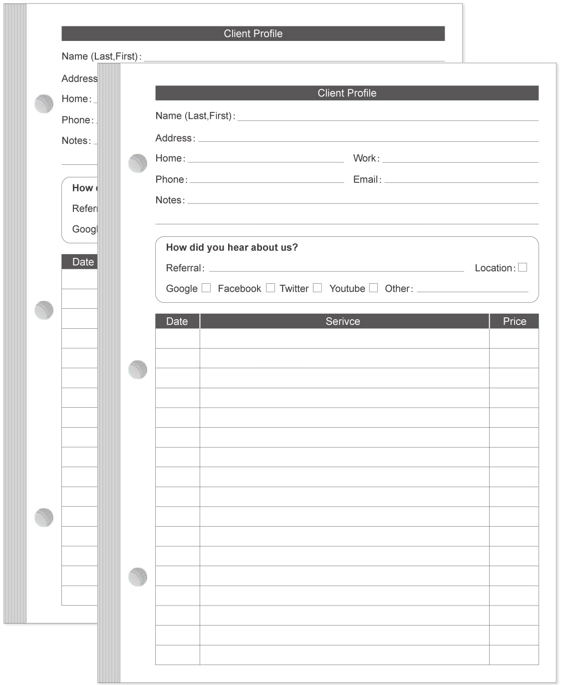 Amazon.com : (2-Pack) A5 Stylist Binder Insert Cards - 3-Hole Client ...