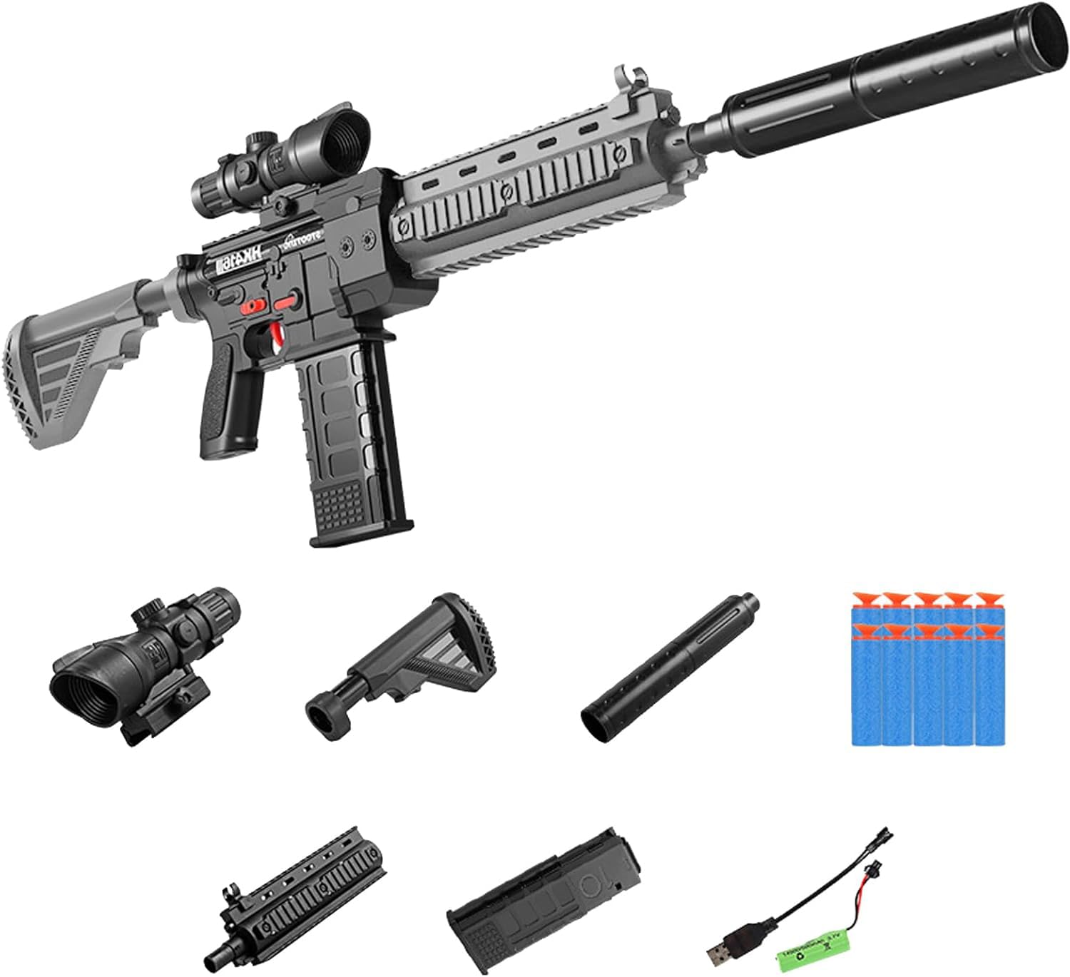 Amazon | SOONALL スポンジ銃 おもちゃ M416風おもちゃ銃 トイガン 電動 ショットガン おもちゃ USB充電式 M416 おもちゃ銃 水鉄砲 EVAソフト弾丸10個 15m ...