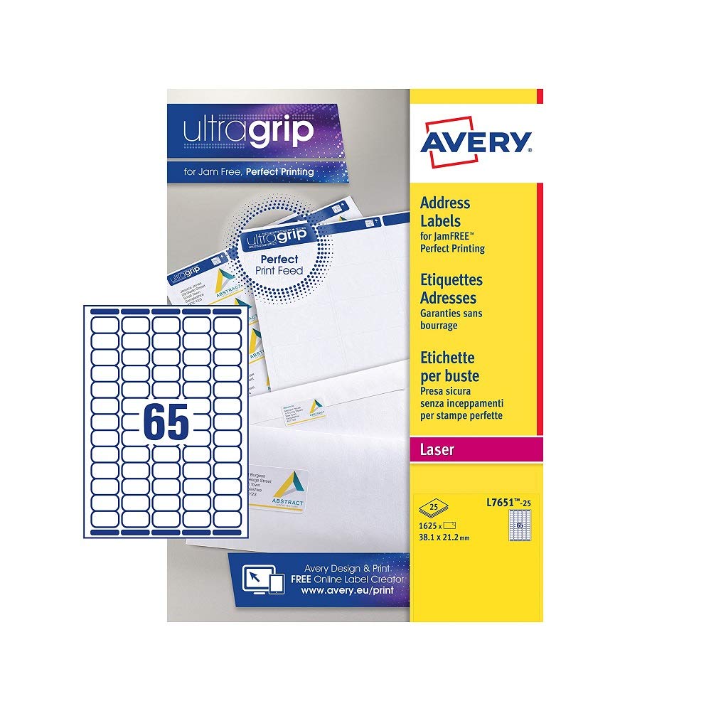 Avery Mini Labels Laser 65 per Sheet - White (1625 Labels) : Amazon.in ...