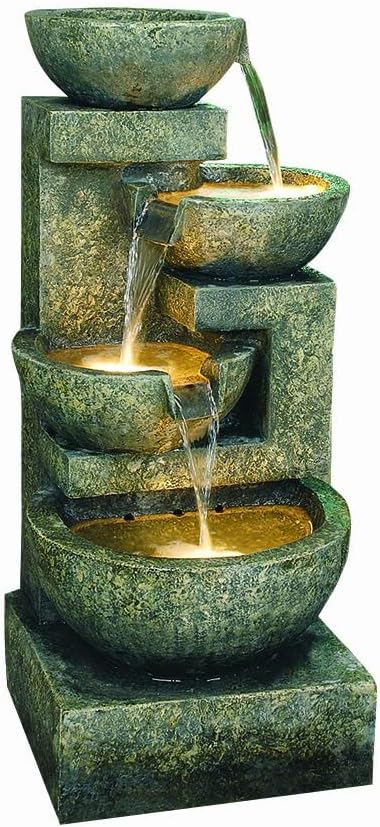 Hamac Large Granite Four Bowl Solar Powered Water Feature : Amazon.co ...