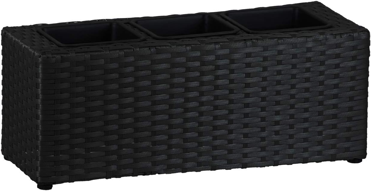 Handmade Poly Rattan Mini Tri-Pot Trough Planter Brown Poly Rattan ...