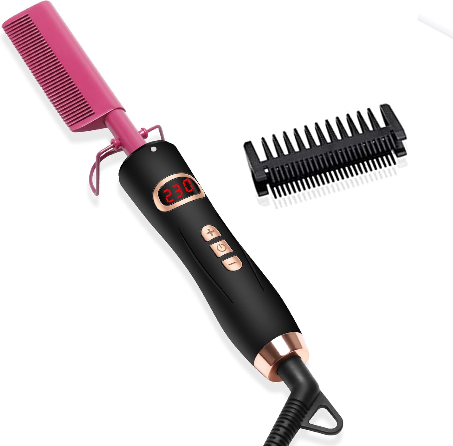 Peigne Chauffant,UKLISS Peigne Afro Brosse Chauffante,120-230℃ Régulation de la Température ...