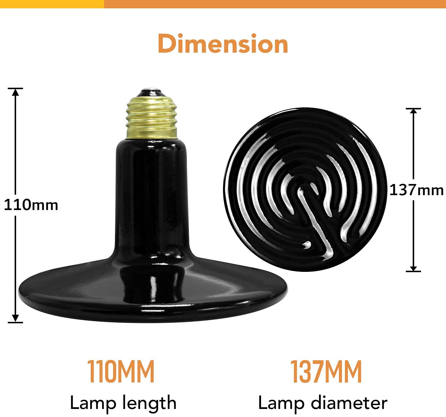 Snapklik.com : Simple Deluxe 250W Reptile Ceramic Heat Lamp Bulb Warm ...