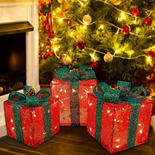 Amazon.com: Lulu Home Lighted Christmas Boxes, 60 LEDs Lighted ...