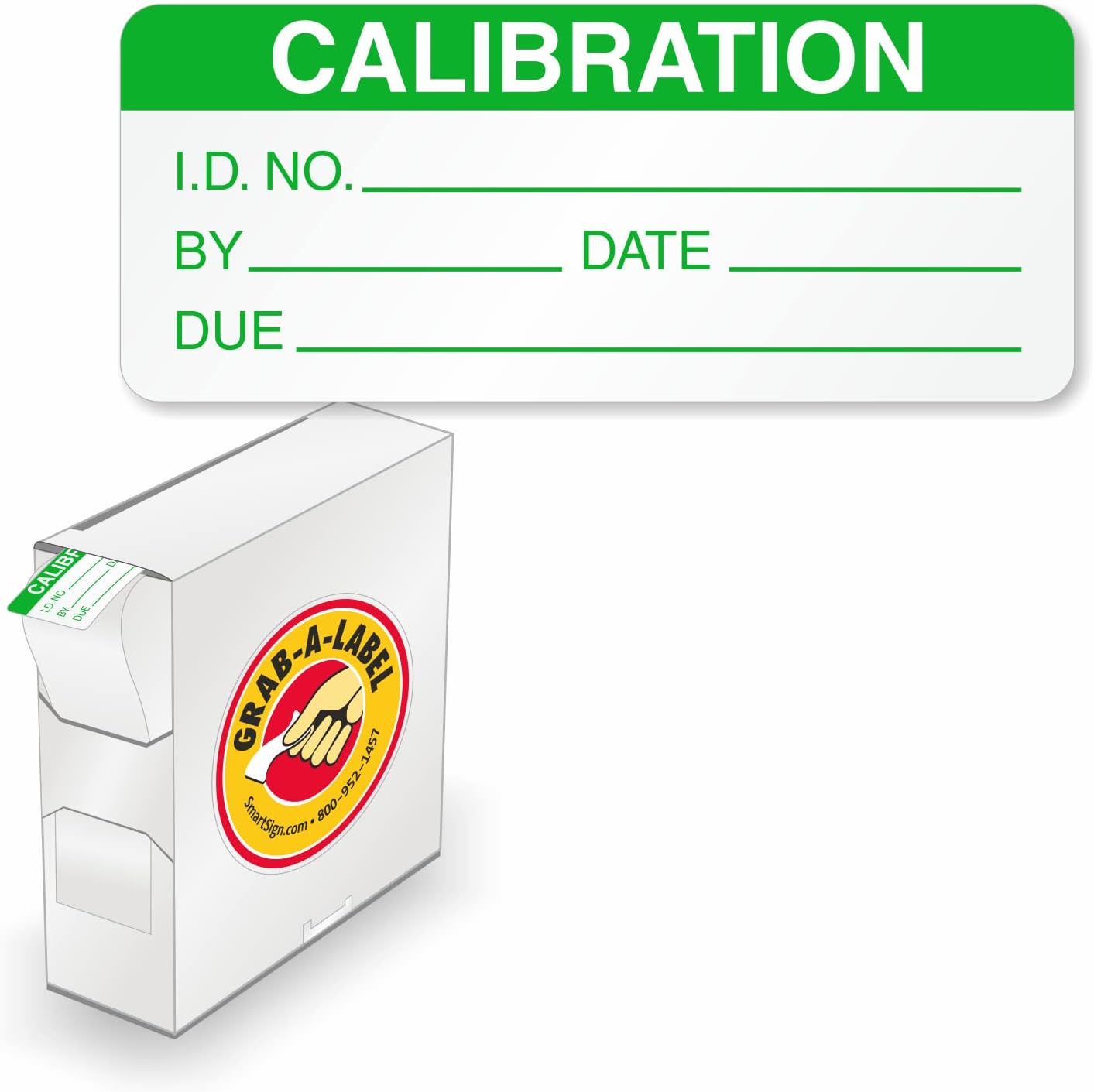 SmartSign "Calibration - ID No./by/Date/Due" Label with Dispenser Box ...