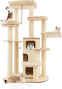 Amazon.com : Tangkula Tall Cat Tree, 67 Inch Multi-Level Modern Large Cat Tower with Top Perch ...
