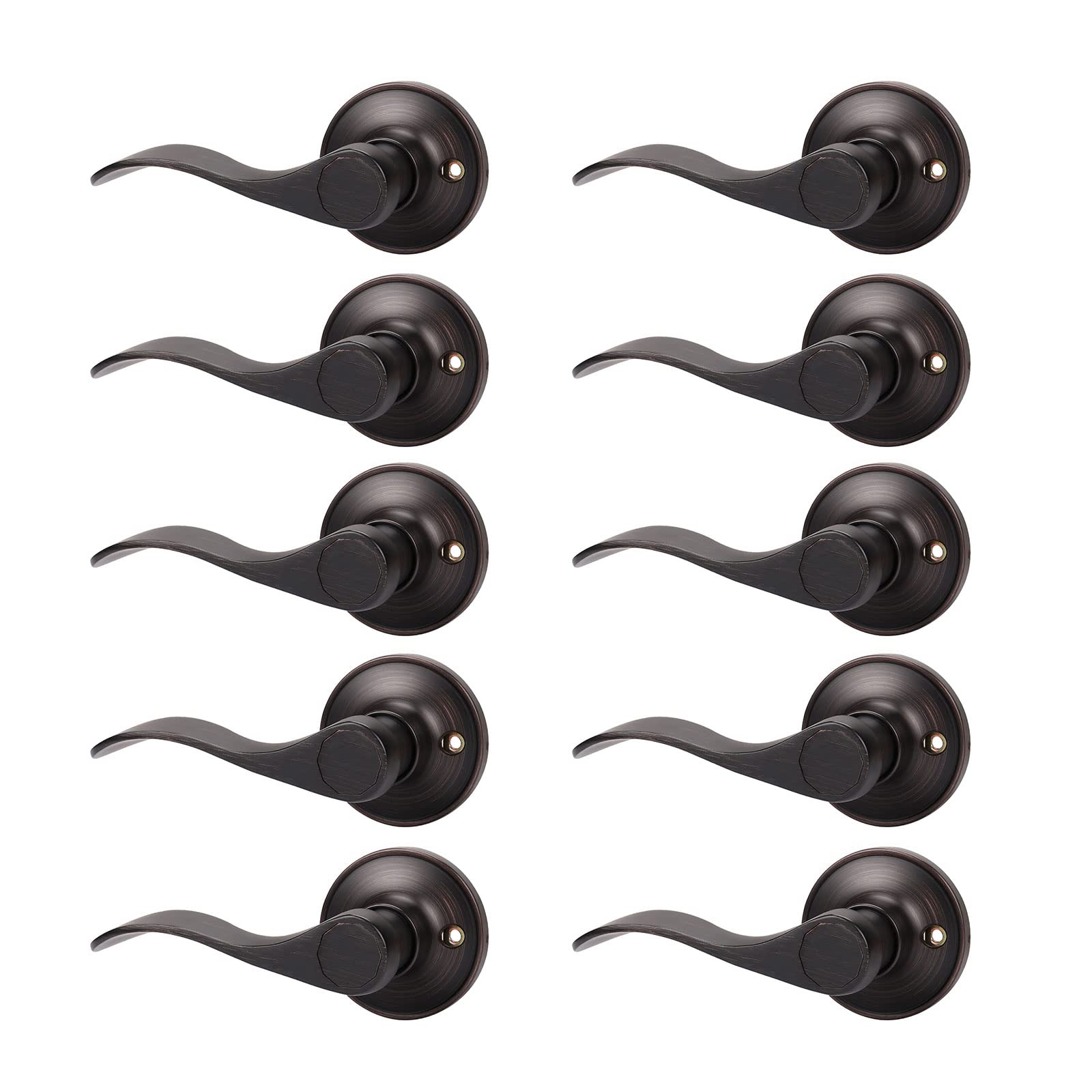 KNOBWELL 10 Pack Dummy Door Handles Bronze Interior Door Knobs Closet ...