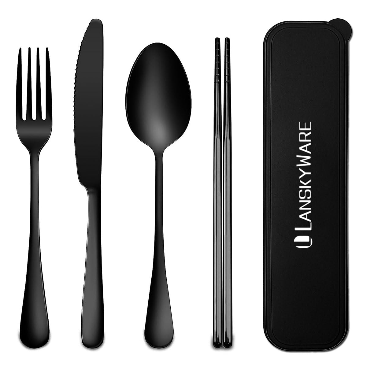 Travel Utensils, 18/8 Stainless Steel 4pcs Cutlery Set Portable Camp ...