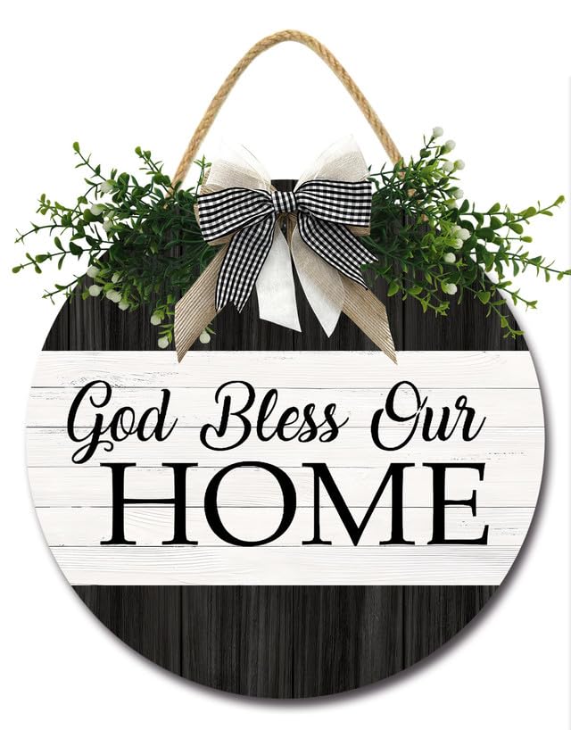 Amazon.com : Sokomurg God Bless Our Home Sign for Front Door Porch ...